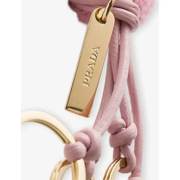 Prada Soft-touch Leather And Shearling Keychain Charm - Pink