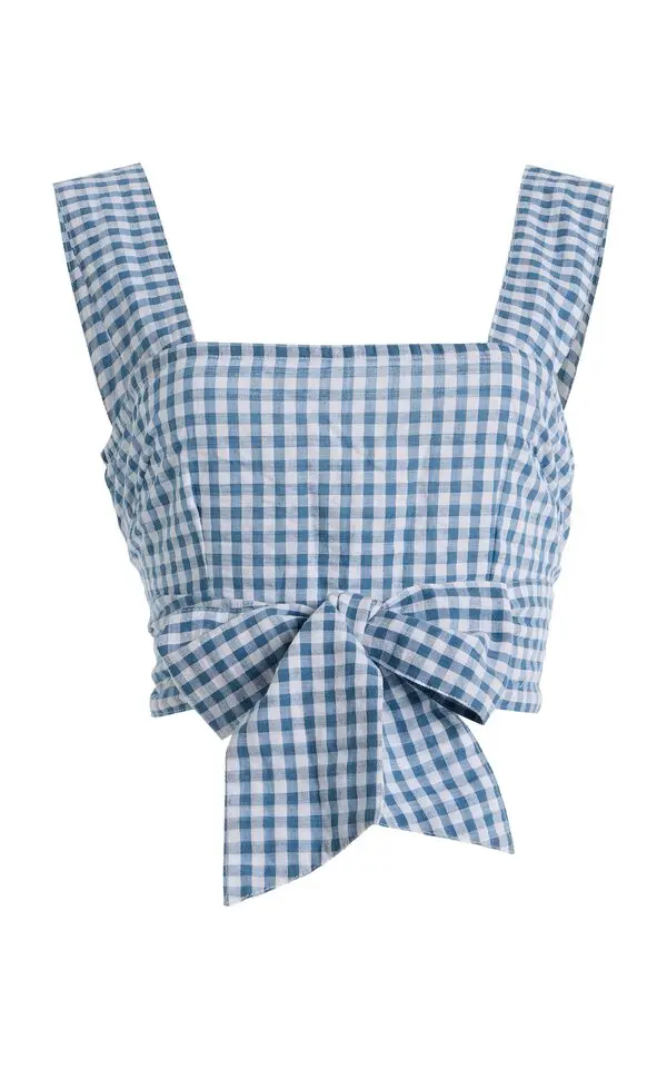 ALL THAT REMAINS Gingham Seersucker Tie Top