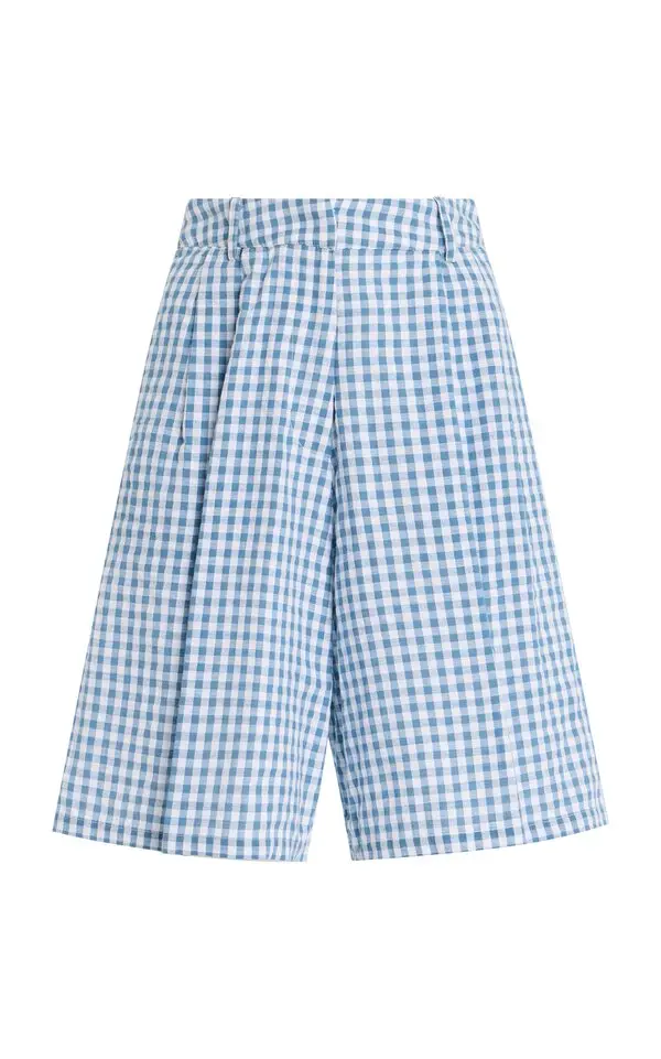 ALL THAT REMAINS Juliette Gingham Seersucker Cotton Culottes - Blue