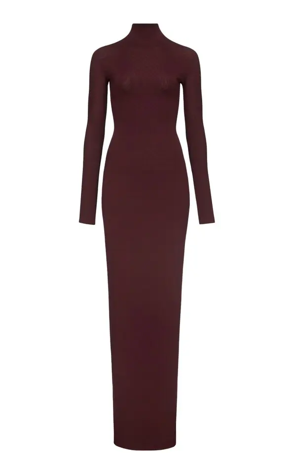 Alaïa Ruched Back Georgette Maxi Dress - Purple