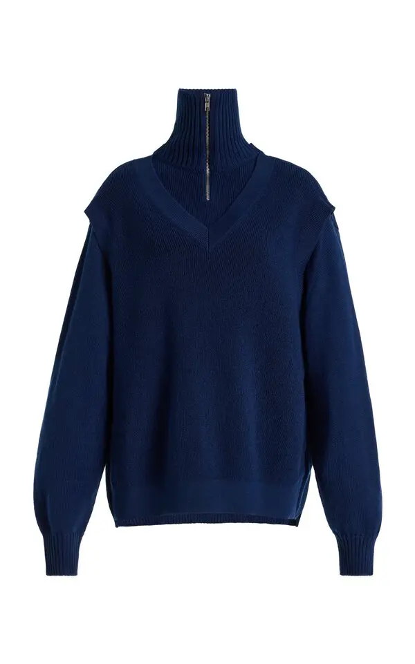 Marie Adam-Leenaerdt 4-in-one Wool-blend Sweater - Navy