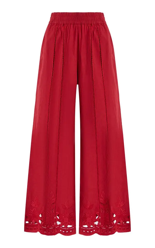 ALL THAT REMAINS Rae Cotton Wide Leg Pants - Red