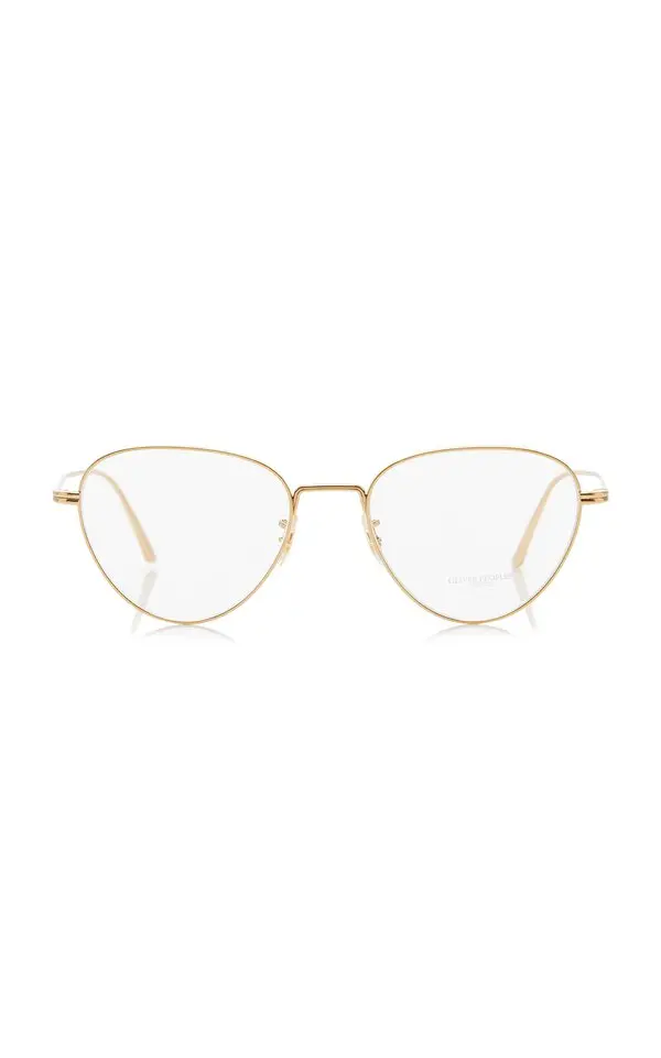 Khaite X Oliver Peoples 1991rx Triangle-frame Eyeglasses - Gold