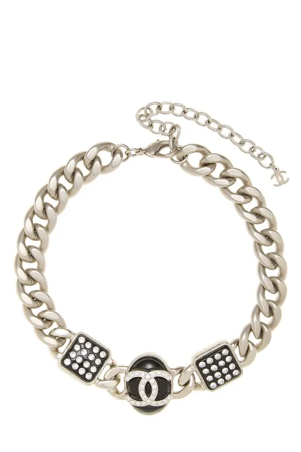 Chanel Crystal Cc Chain Choker - Silver