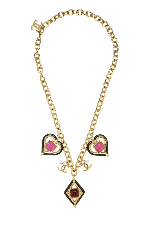 Chanel Gripoix Cc Necklace - Pink