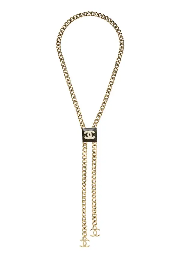 Chanel Logo Bolo Necklace - Black