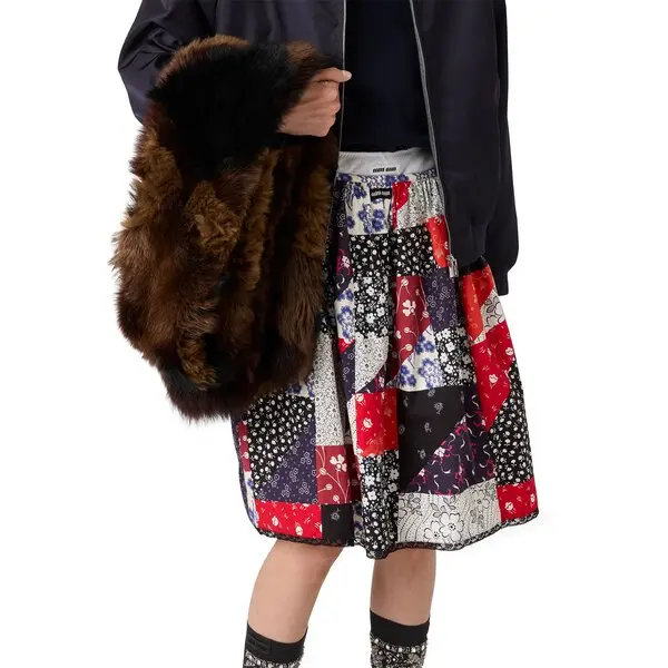 Miu Miu Patchwork Poplin Flared Skirt - Multicolored
