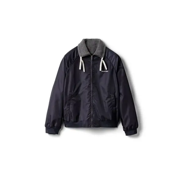 Miu Miu Technical Gazar And Fleece Bomber Jacket - Navy