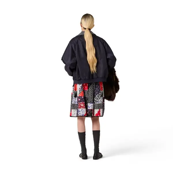 Miu Miu Technical Gazar And Fleece Bomber Jacket - Navy