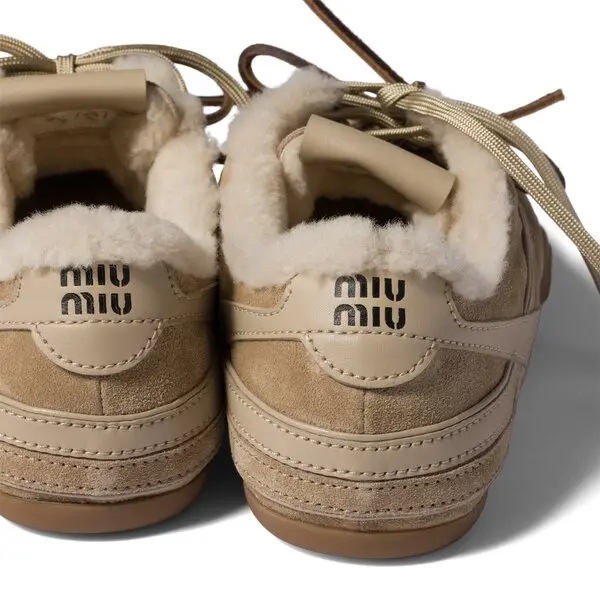 Miu Miu Gymnasium Suede And Shearling Sneakers