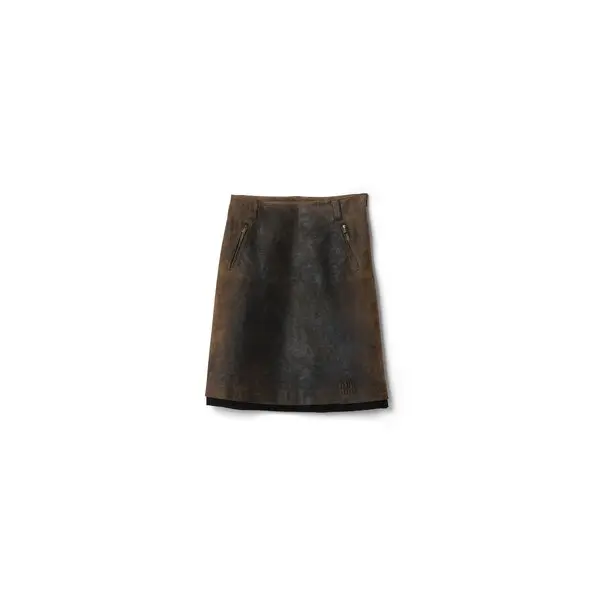 Miu Miu Waxed Suede Leather Skirt