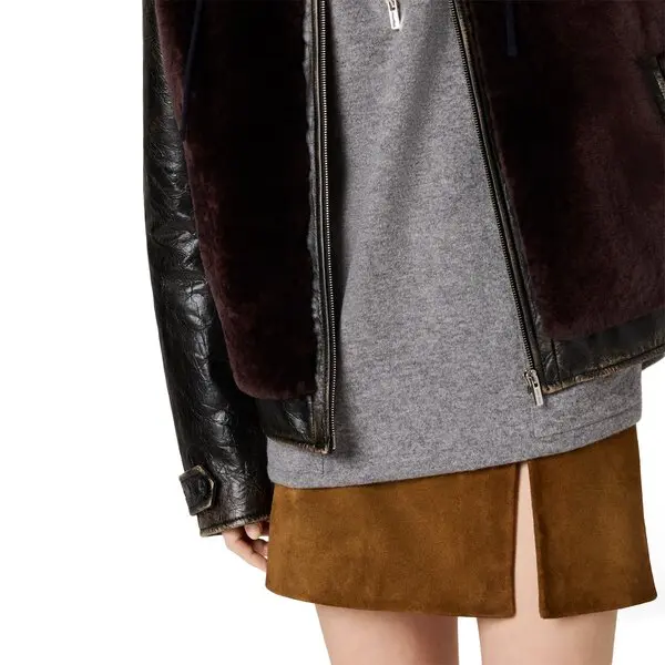 Miu Miu Waxed Suede Leather Miniskirt