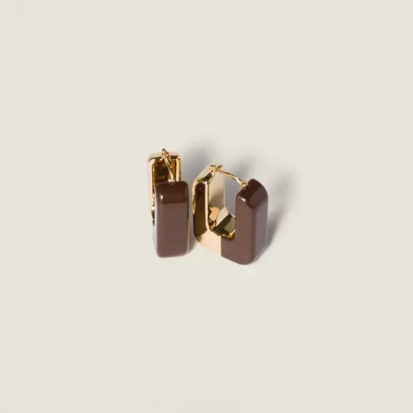 Miu Miu Enameled Metal Earrings - Dark Brown