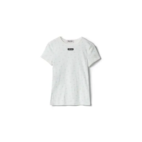 Miu Miu Ribbed Jersey T-shirt