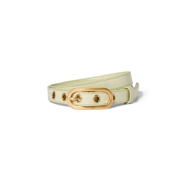Miu Miu Ayers Leather Belt - Pistachio Green