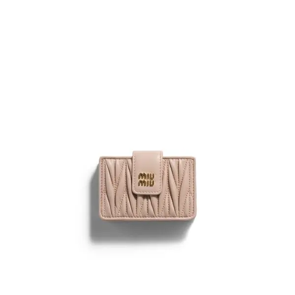 Miu Miu Matelassé Nappa Leather Card Holder - Powder Pink