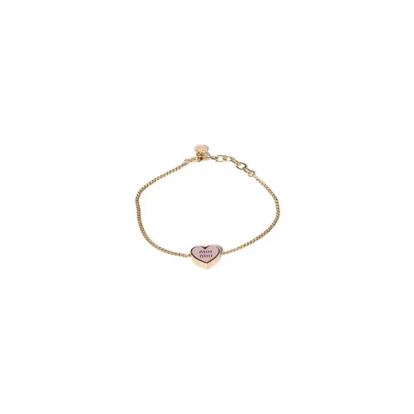 Miu Miu Metal Bracelet - Gold/alabaster Pink