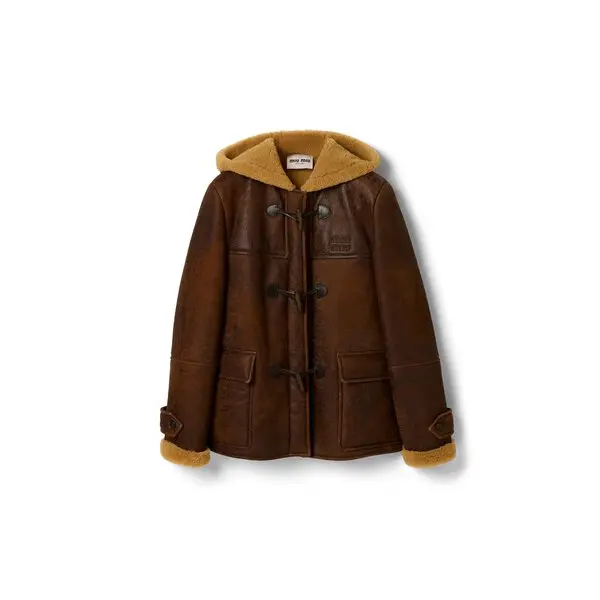 Miu Miu Waxed Shearling Duffle Coat