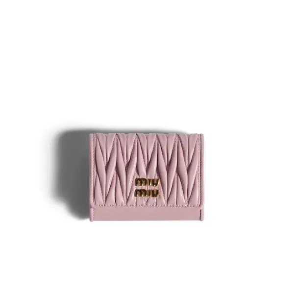 Miu Miu Matelassé Nappa Leather Card Holder - Alabaster Pink