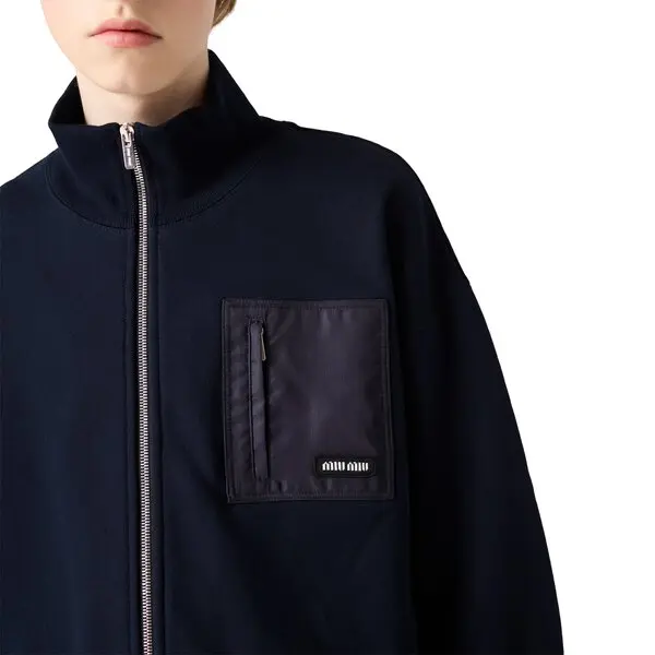 Miu Miu Zippered Fleece Jacket - Navy