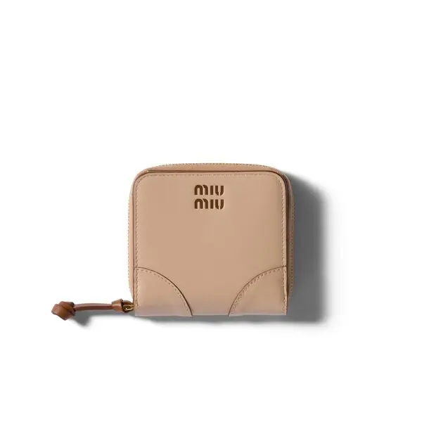 Miu Miu Small Leather Wallet - Cord/cognac