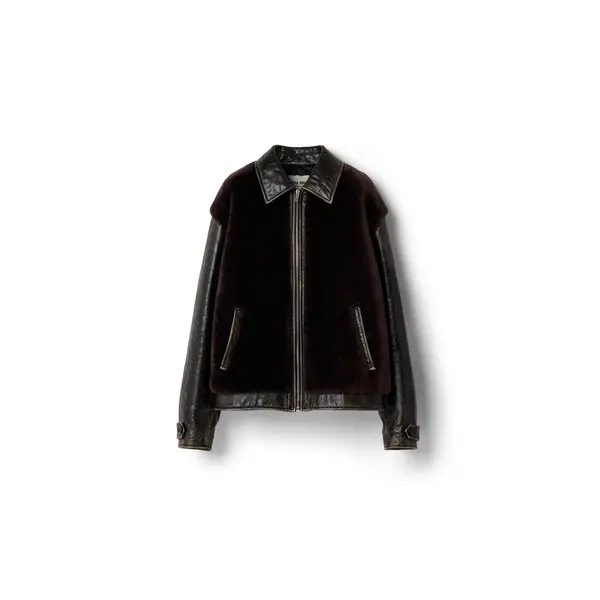Miu Miu Leather And Shearling Blouson Jacket
