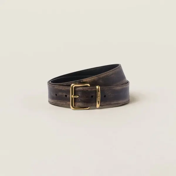 Miu Miu Nappa Leather Belt - Coffee