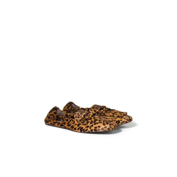 Miu Miu Ruches Printed Leather Loafers - Honey