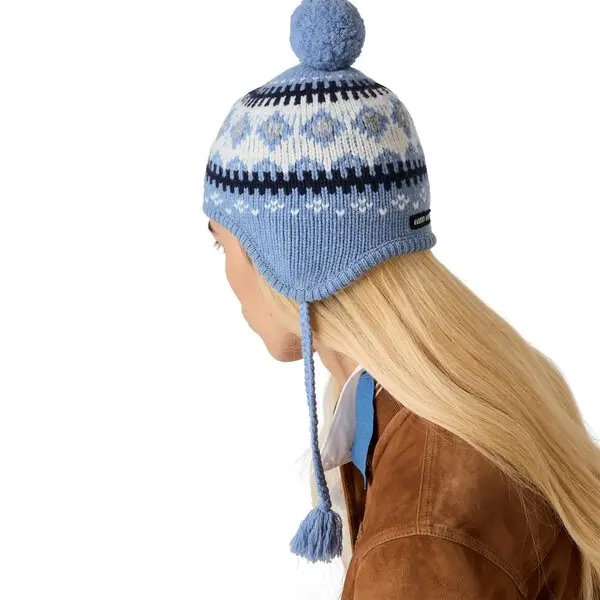 Miu Miu Jacquard Knit Wool Hat - Sapphire Blue