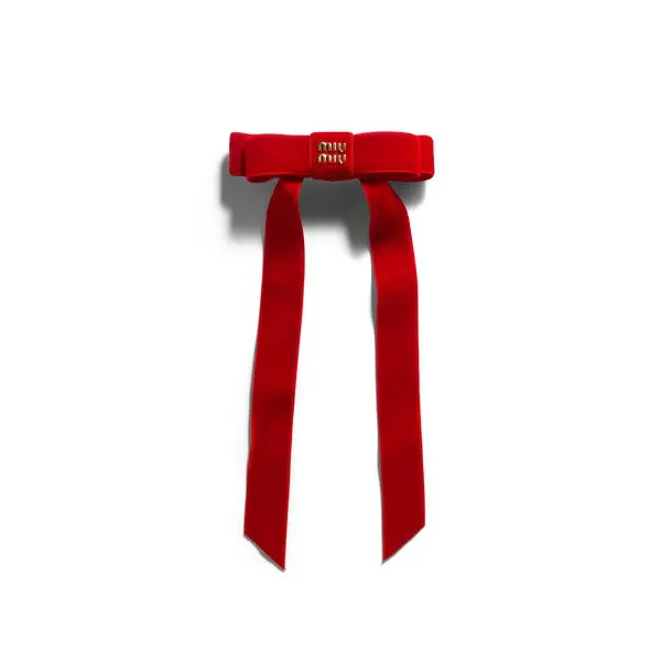 Miu Miu Velvet Hair Clip - Red