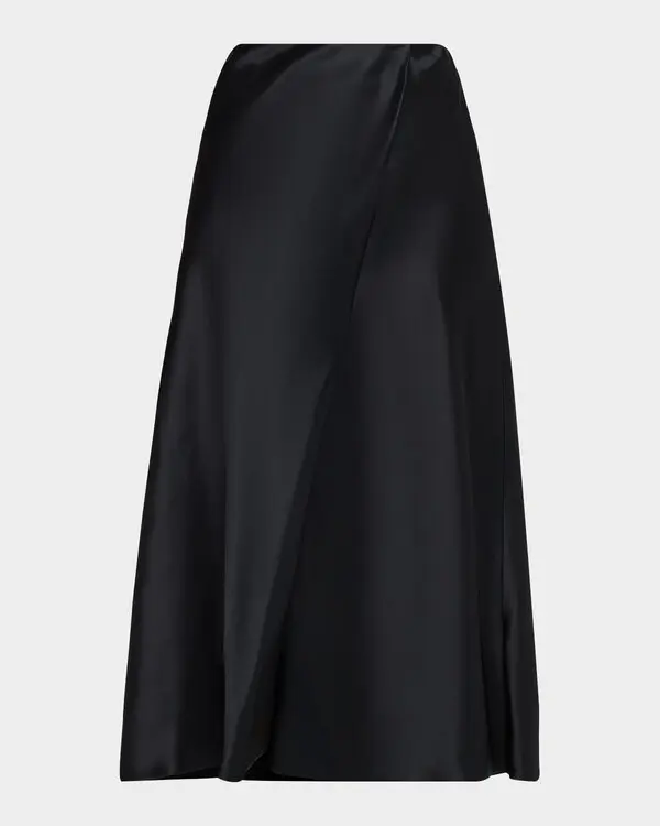 Khaite Demi Satin Midi Wrap Skirt