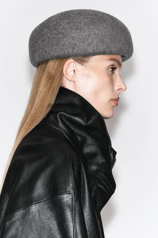 Cos Sculpted Wool Beret - Gray