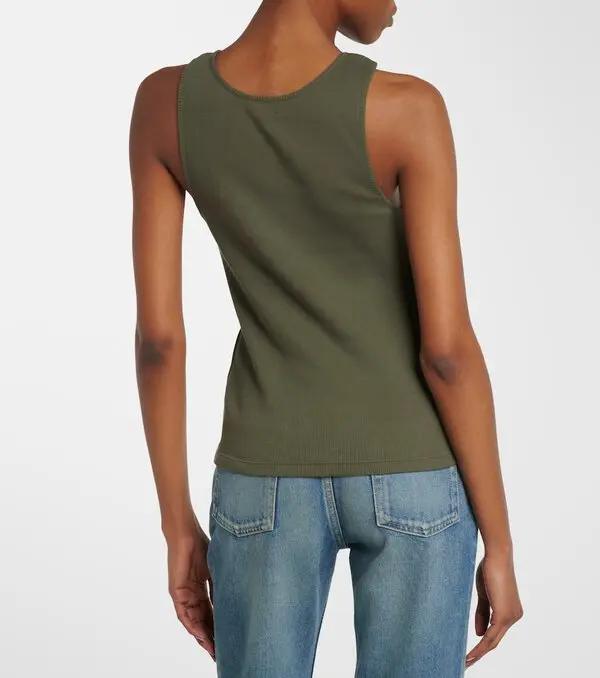 Saint Laurent Cassandre Cotton Jersey Tank Top - Green