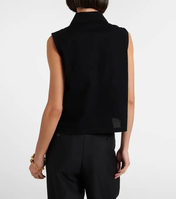 Saint Laurent Cassandre Cotton Pique Polo Top