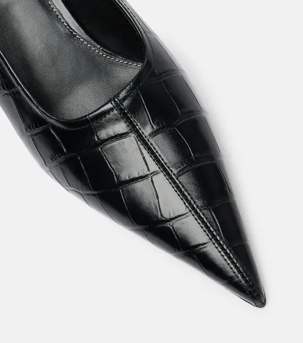 TOTEME Croc-effect Leather Wedges - Black