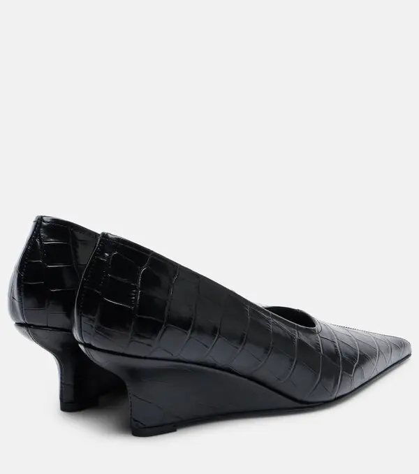 TOTEME Croc-effect Leather Wedges - Black