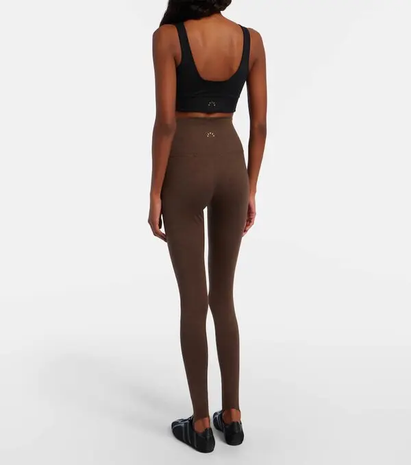 Varley Always Warm Jersey Stirrup Leggings - Brown