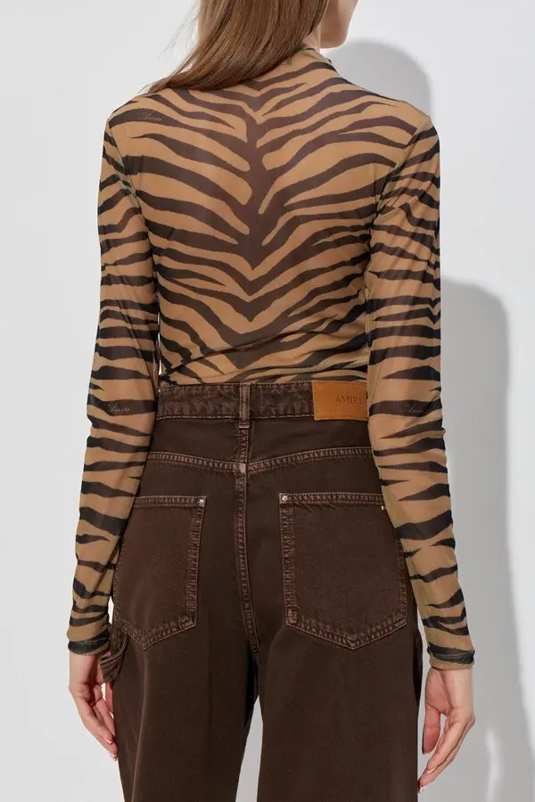 Amiri Animal Print Top - Brown