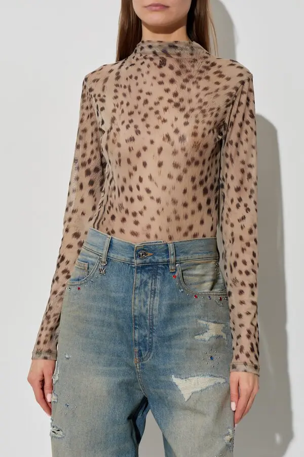 Amiri Animal Print Fitted Top - Beige