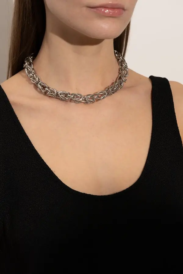 TOTEME Brass Link Choker Necklace - Silver