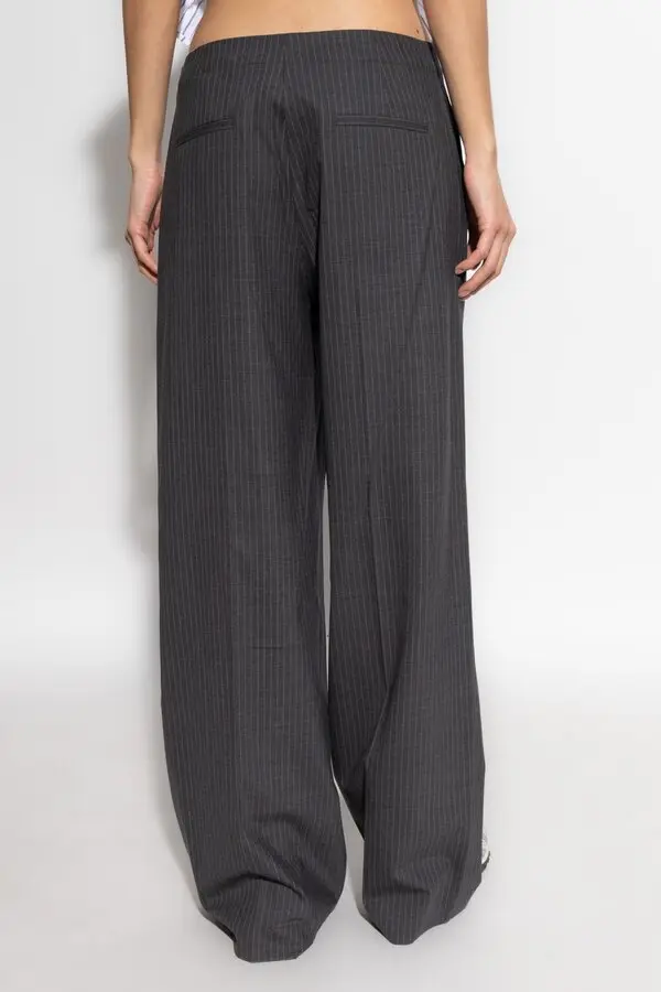 Rag & Bone Pinstripe Creased Trousers - Grey