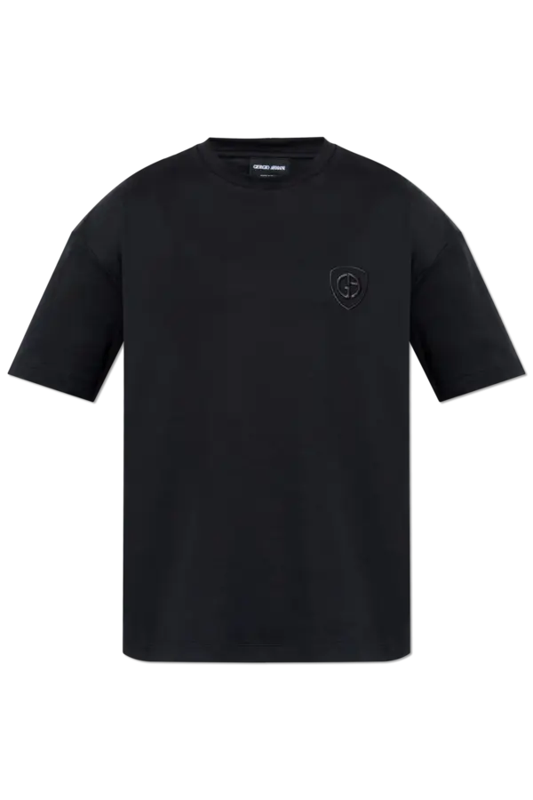 Giorgio Armani T-shirt With Embroidered Logo - Black