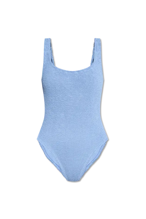 Hunza G Textured One-piece Swimsuit With Square Neck - Light Blue