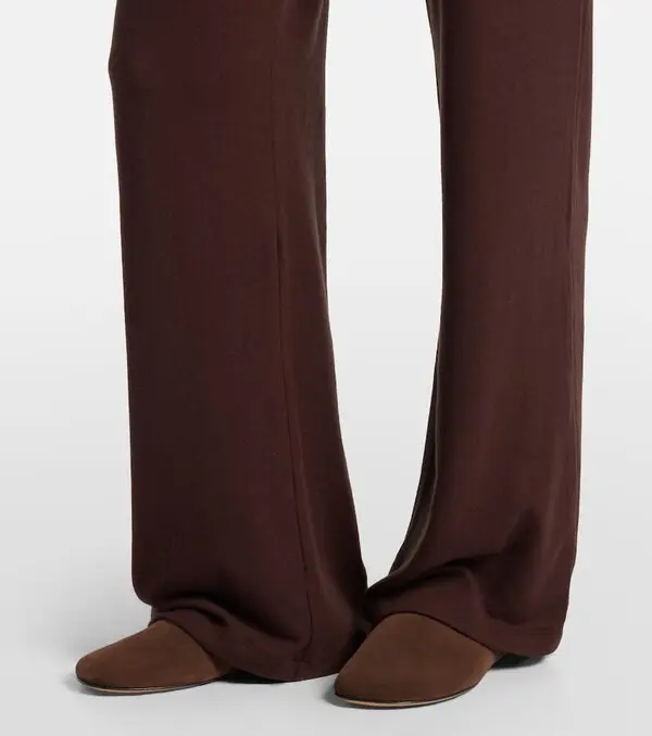 LESET Lauren Jersey Wide-leg Pants - Brown