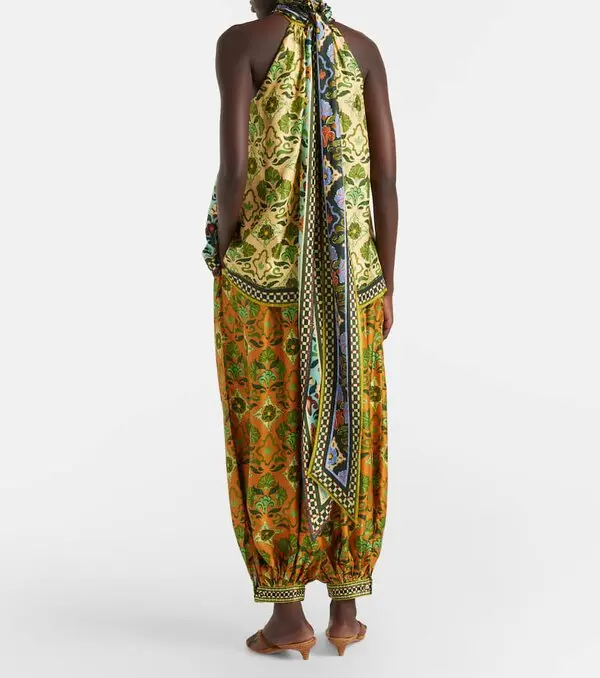 ALEMAIS Cece Floral Silk Tapered Pants - Multicoloured