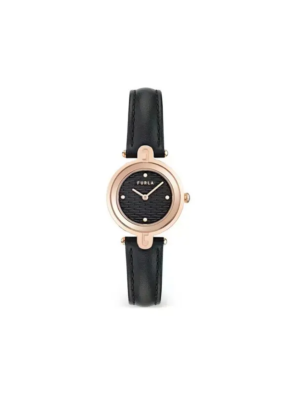 Furla 32mm Leather Strap Watch - Black