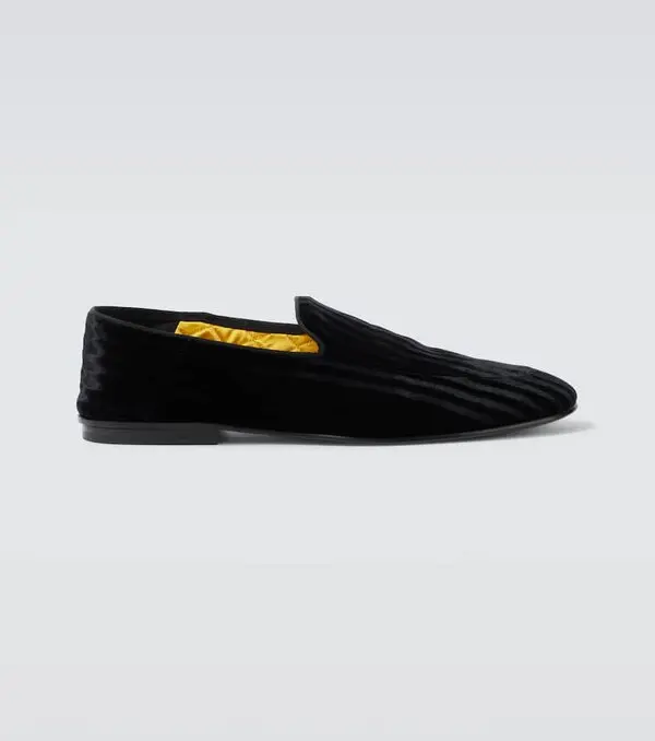 TOM FORD Steven Striped Velvet Loafers