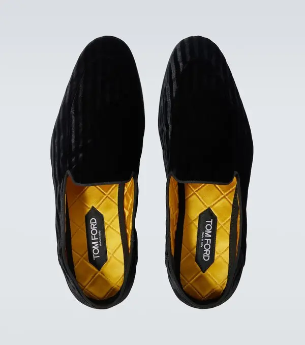 TOM FORD Steven Striped Velvet Loafers