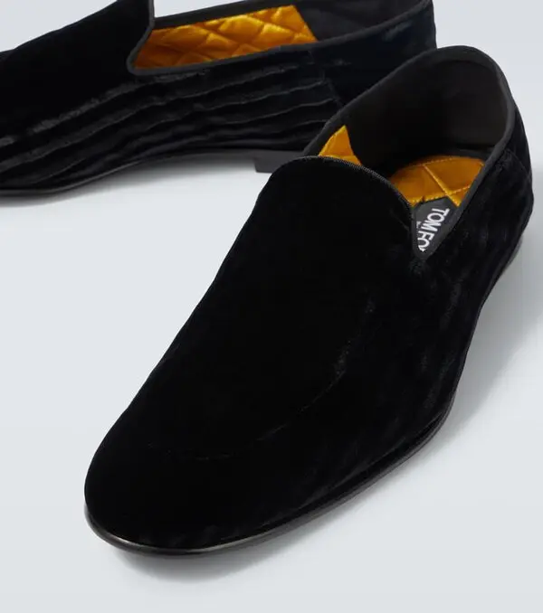 TOM FORD Steven Striped Velvet Loafers