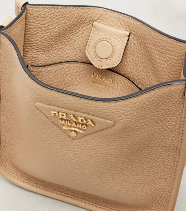 Prada Mini Leather Shoulder Bag - Beige